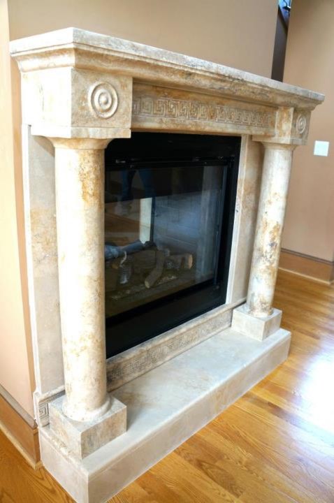 Custom Travertine Fireplace Surround - Mediterranean - Living Room ...