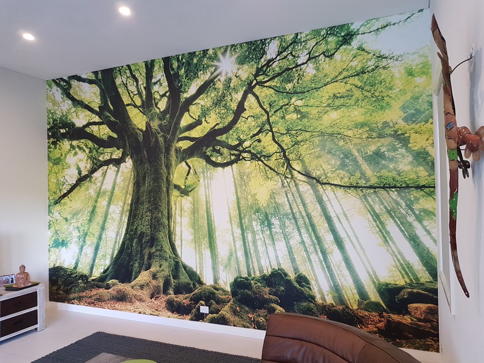 Custom Tree Wall Mural - Rustic - Living Room - Sydney - by Sydney ...