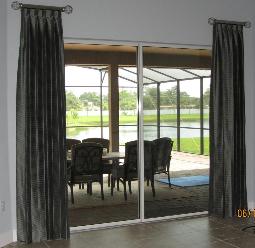 Custom window treatment - stationary panels - Contemporary - Living ...