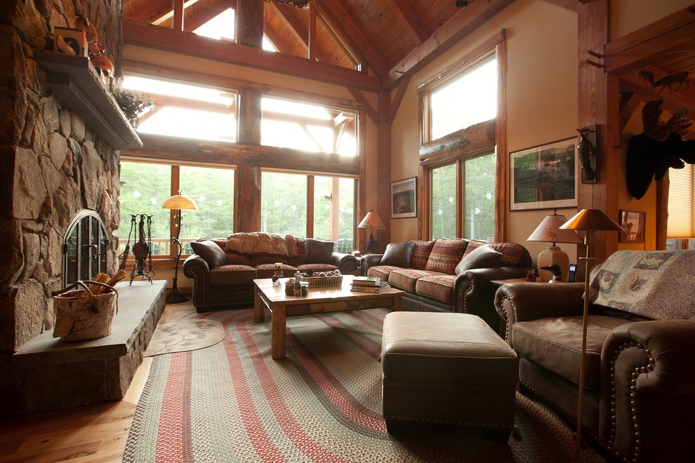 Custom Woodhouse Timber Frame in Bethel, NY - Rustic - Living Room ...