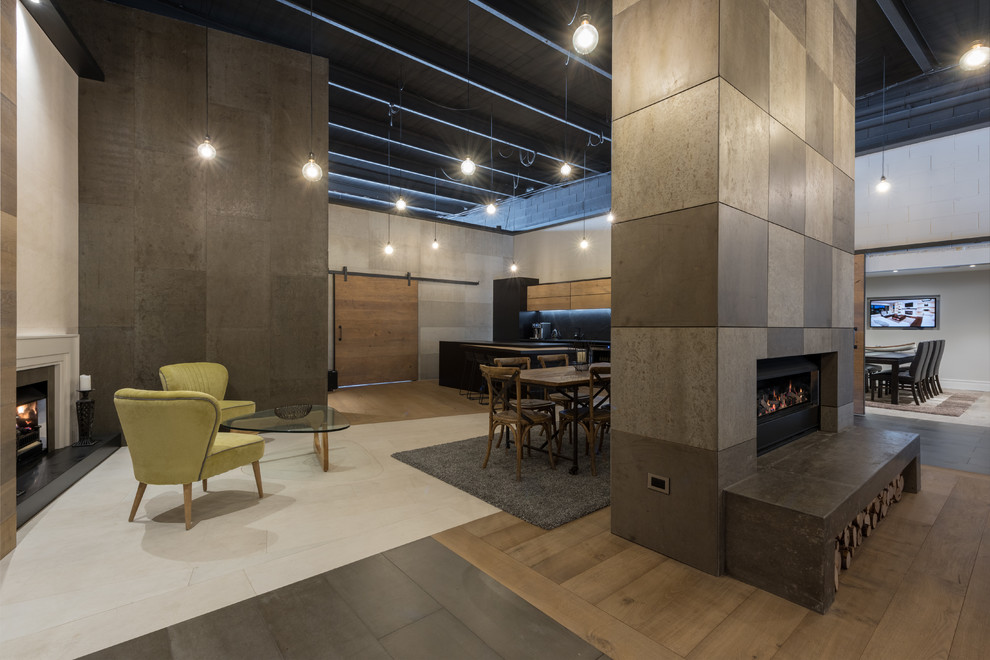 Dark Grey Concrete Wall Panel & Flooring - Contemporary - Living Room ...