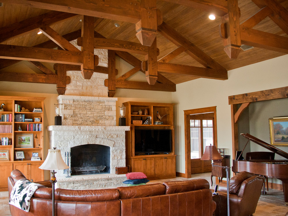 Dark Wood Trusses - Classique - Salon - Austin - par Texas Timber ...