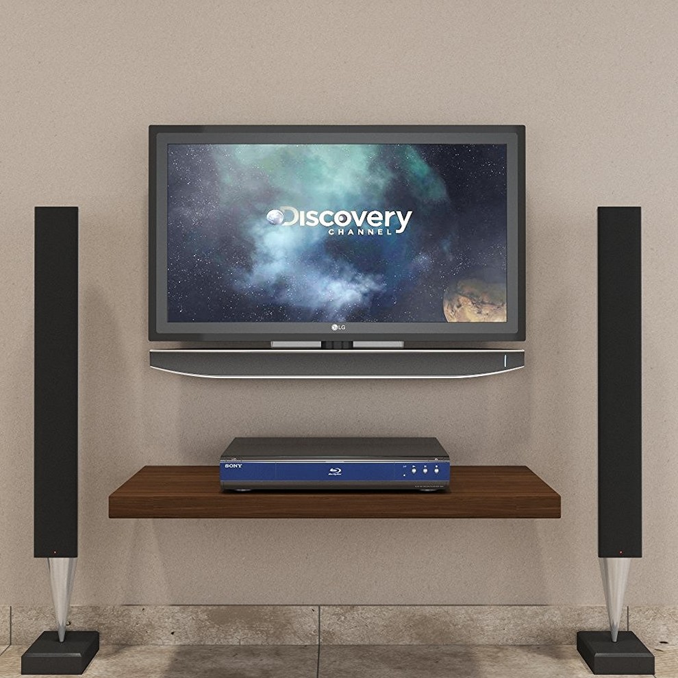 DecorNation Eryx Set Top Box TV/DVD Player Shelf (30IN) - Rich Walnut ...