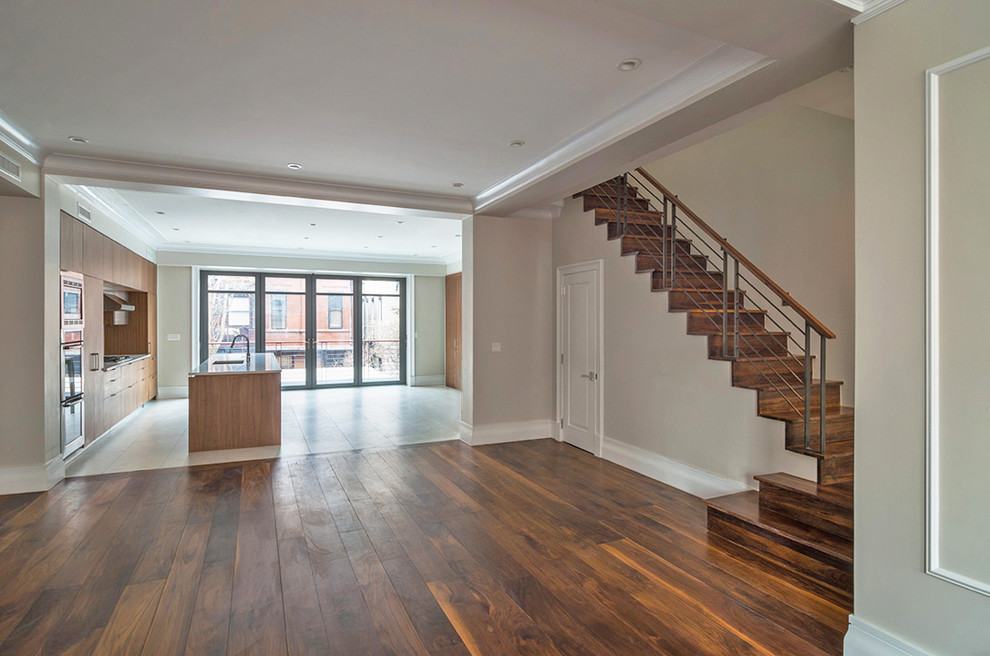 Dining room, kitchen, stairs to second floor - Transitional - Living ...