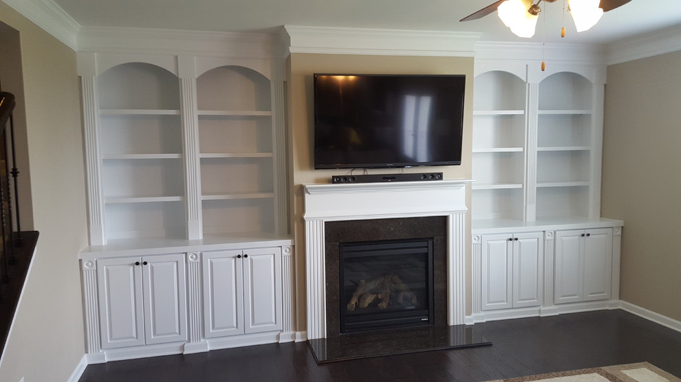 Double-Ached Fluted-Trim Fireplace Built-ins - Traditional - Living ...