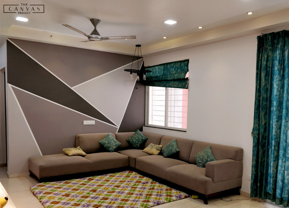 Earthy Grey - Transitional - Living Room - Pune - by User | Houzz