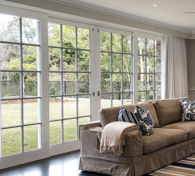 Eden Made White Hamptons style timber and glass sliding doors ...