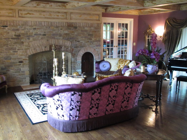 Elegant Plum colored living room - Traditional - Living Room ...