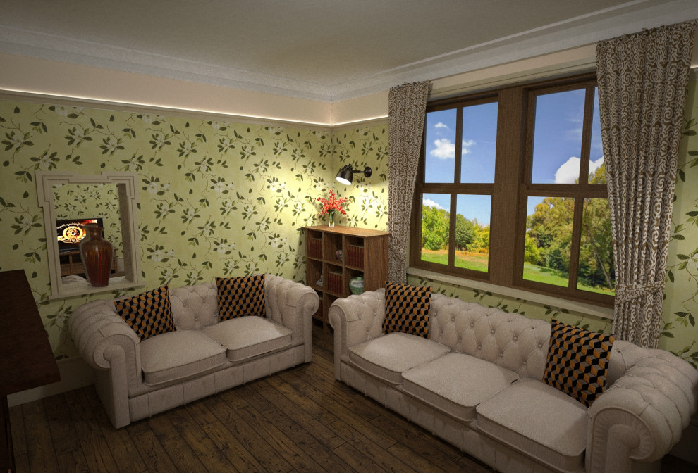 Elevated living room in green and cream - Traditional - Living Room ...