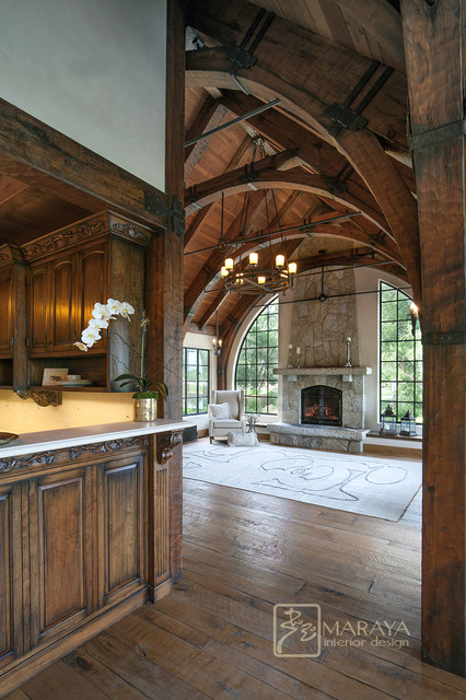 European Country Cottage Lake House - Country - Living Room - Santa ...