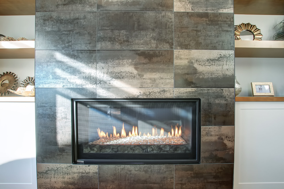 Feature Wall with Linear Fireplace | Thorold, Ontario - Transitional ...