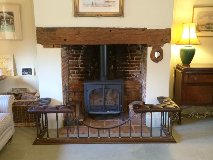 Fender seat example - burnished steel on oak base - Traditional ...