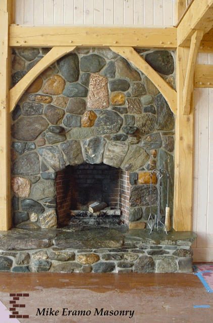 Fieldstone Fireplace - Rustic - Living Room - Burlington - by Mike ...