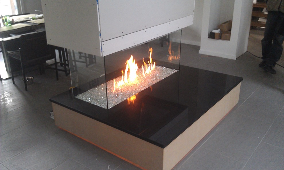 Fireglass fireplace - Contemporary - Living Room - New York - by KJB ...