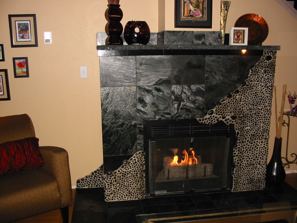 Fireplace face remodels that rock! - Contemporain - Salon - Seattle ...