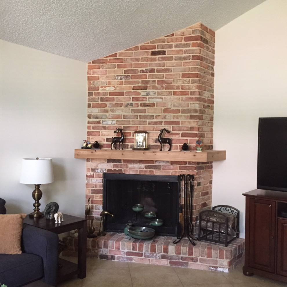 Fireplace remodeled using Old Chicago Reclaimed Thin Brick Veneer ...