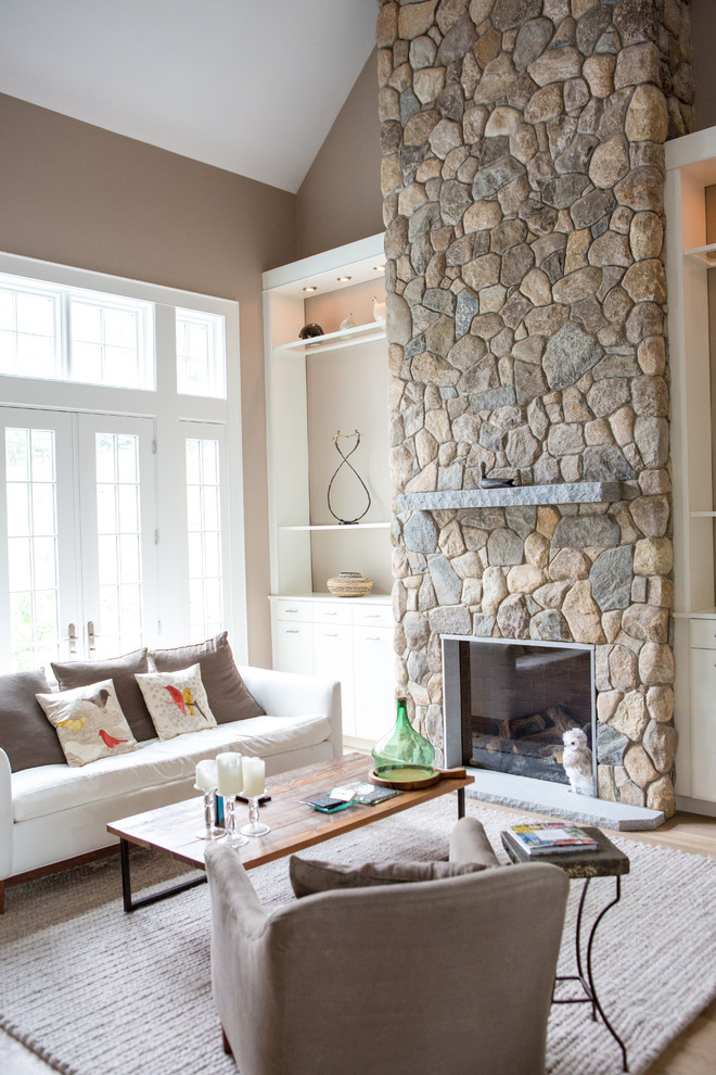 Fireplaces and Kitchen Accents - Transitional - Living Room - Boston ...