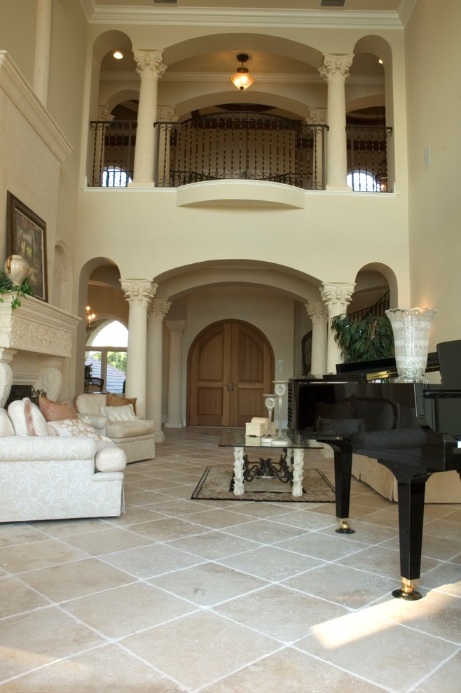 Formal Living room, 2 story view - Mediterranean - Living Room - Tampa ...