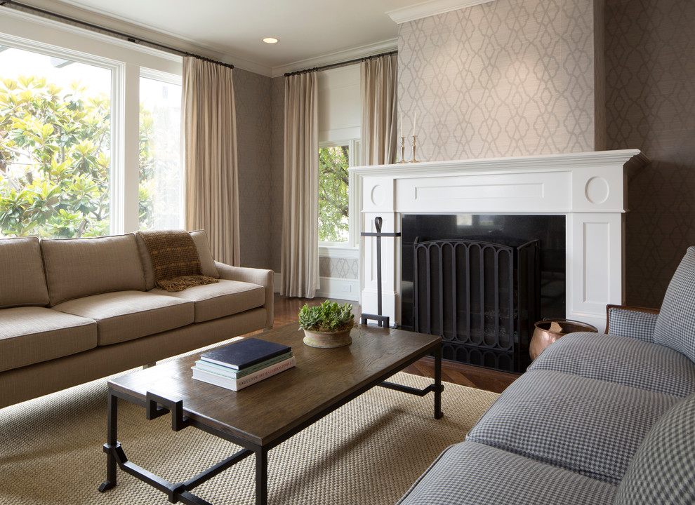Formal Living Room with White Fireplace - Traditional - Living Room ...