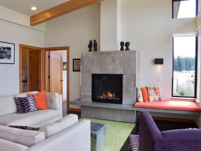 Freeland Residence - Mass fireplace with window seat. - Contemporary ...