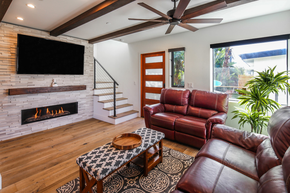 Full Home Remodel and Second Story Addition - Beach Style - Living Room ...