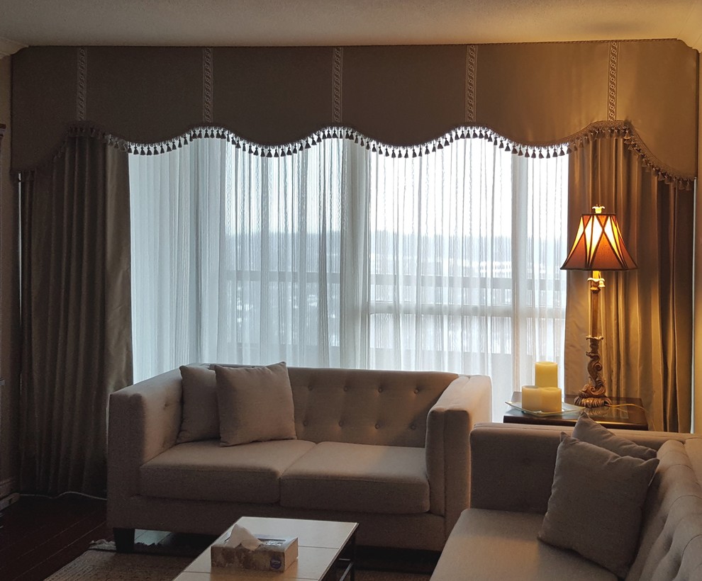 Fully operable Custom Drapes & Sheers with Valance - Traditional ...