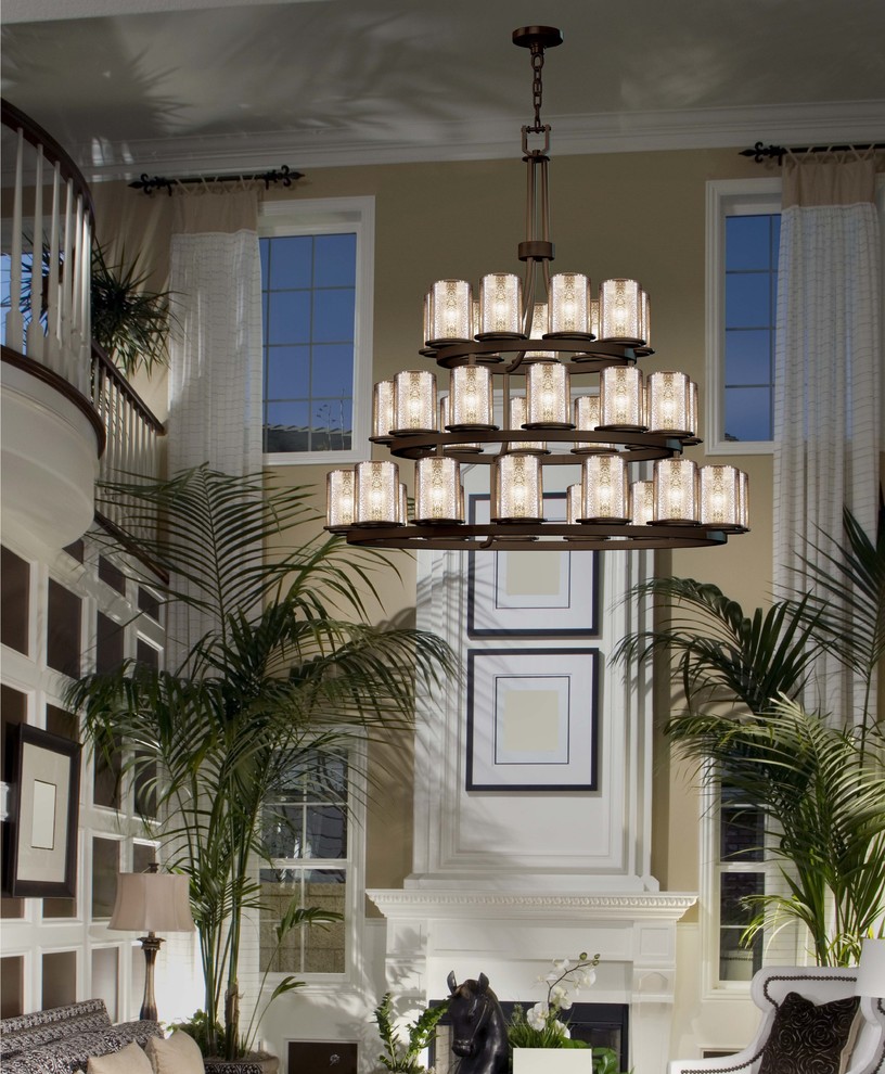 Fusion Dakota 3-Tier Ring Chandelier, Cylinder With Flat Rim, Mercury ...