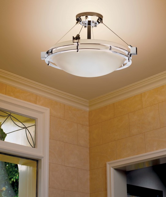 Fusion Metropolis 18" Semi-Flush Bowl, Round Bowl, Opal Glass - Living ...