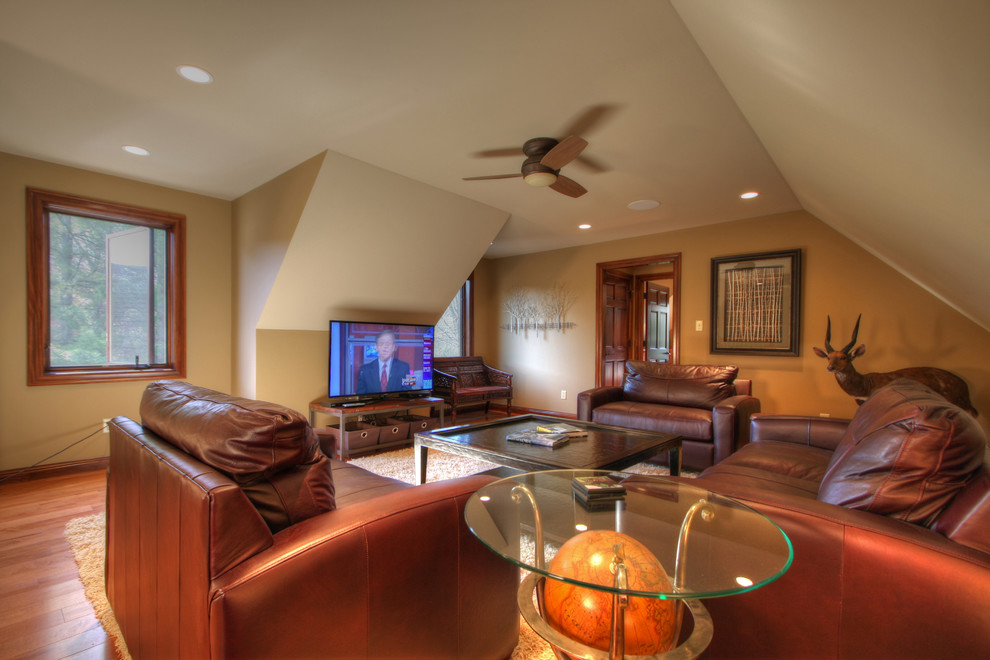 Garage Addition with additional living space - Rustic - Living Room ...