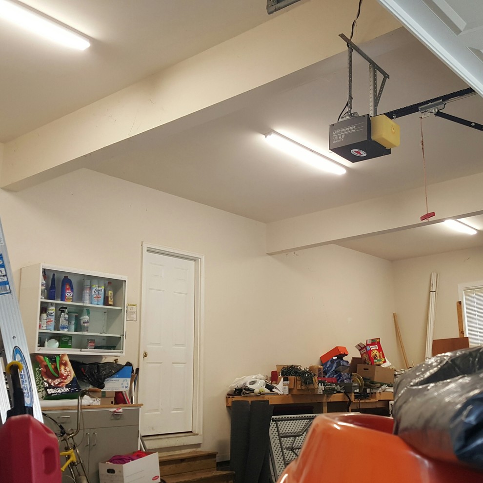 Garage - Fluorescent lighting replaced with LED lighting - Contemporary ...