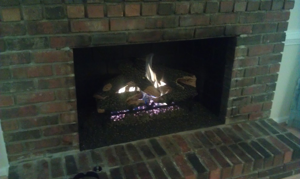 Gas log installation with new gas line. - Traditional - Living Room ...