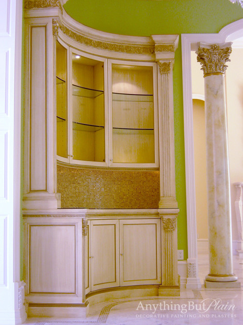 Glazed Cabinets with Gold Accent - Living Room - Houston - by Anything ...