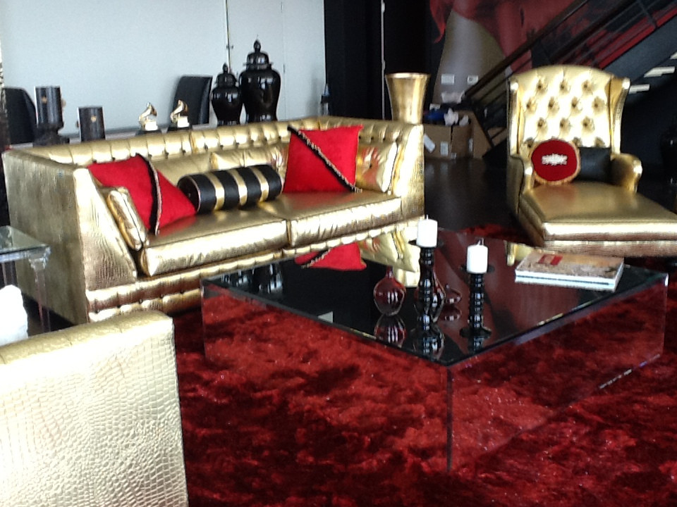 Gold Croc Sofa Gold leather chaise lounge gold sofa Hollywood Glam ...