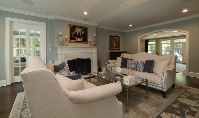 Graceful Center Hall Colonial - Traditional - Living Room - New York ...