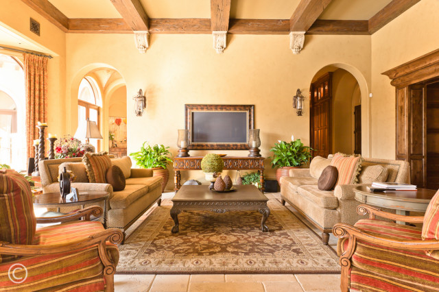Grand Manor Court Modern Mediterranean - Mediterranean - Living Room ...