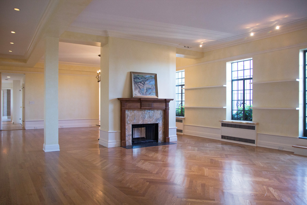 Great Room with Dutch Fireplace - Traditional - Living Room - New York ...