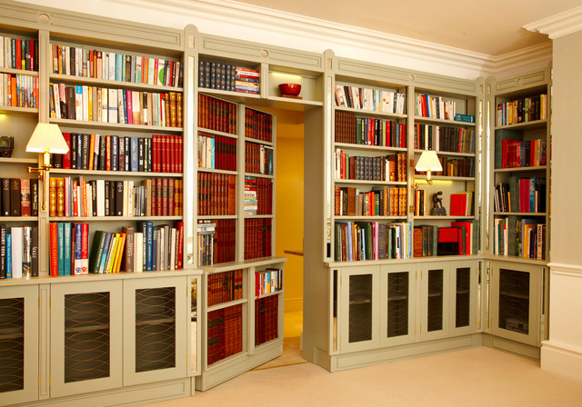 Green Painted Library - Modern - Living Room - London - by LVW ...
