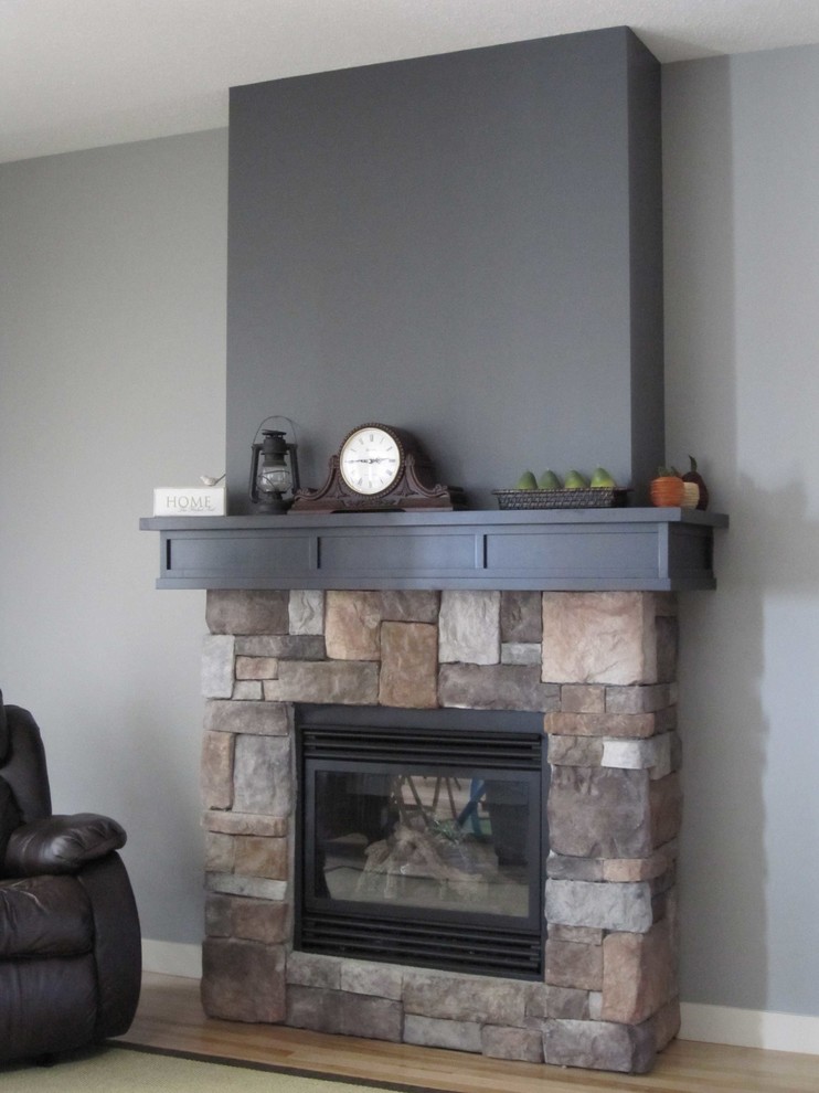 Grey Stained Mantel - Living Room - Calgary - by Hiebert Cabinets | Houzz