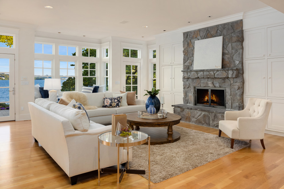 Hamptons Style on Mercer Island - Traditional - Living Room - Seattle ...