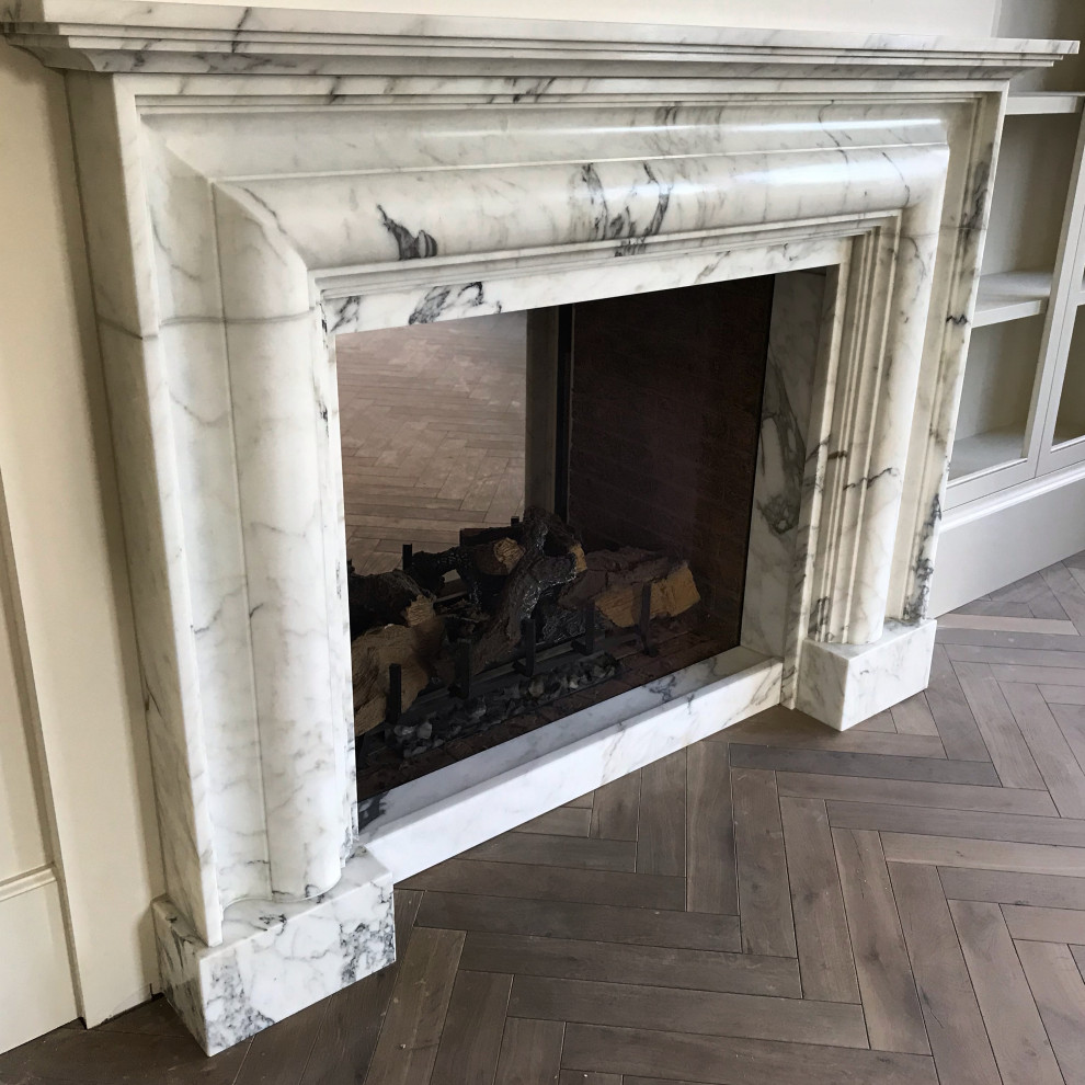 Hand Carved Calacatta Marble Fireplace Surround - Living Room - Salt ...