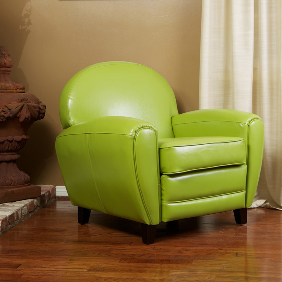 Hayley Green Leather Club Chair - Modern - Living Room - Los Angeles ...