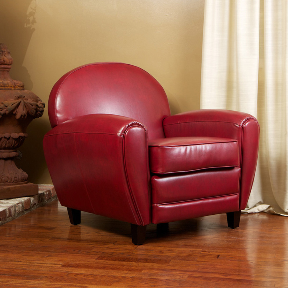 Hayley Ruby Red Leather Club Chair - Moderne - Salon - Los Angeles ...