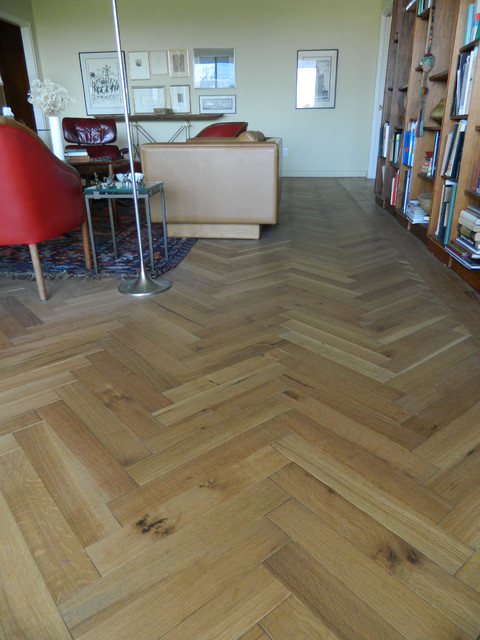 Herringbone Wood Floors - Contemporary - Living Room - Dallas - by ...