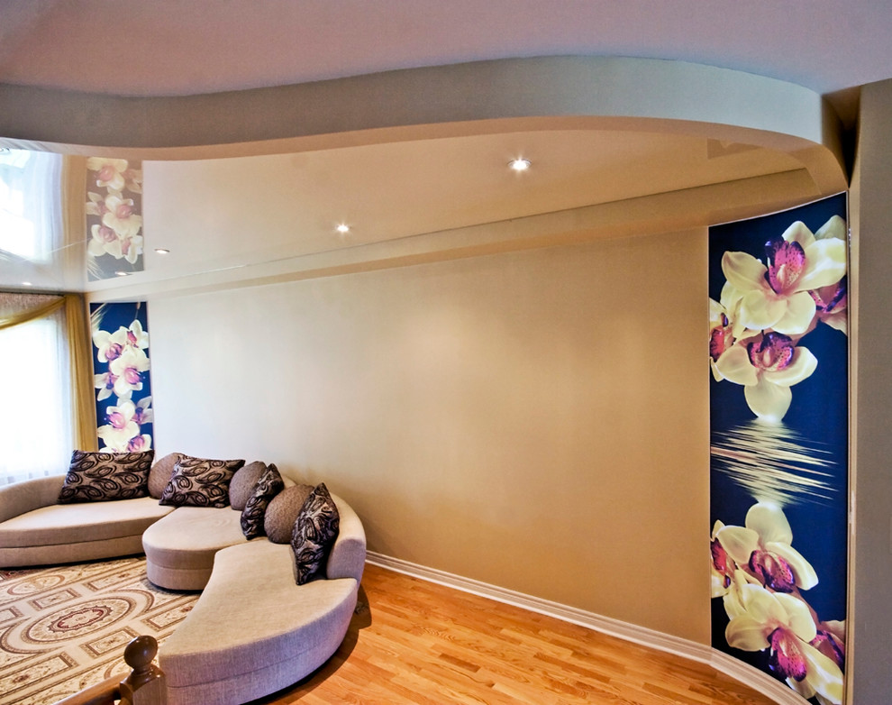 High Gloss Stretch Ceiling and Backlit Murals - Contemporary - Living ...