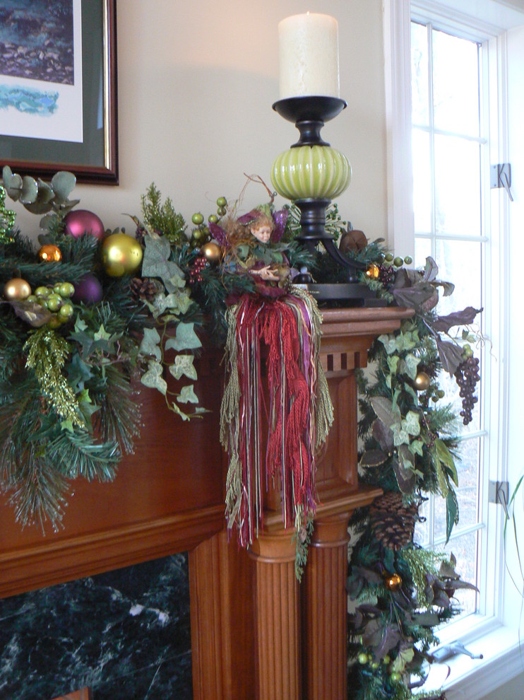 Holiday decor on the fireplace - Traditional - Living Room - New York ...