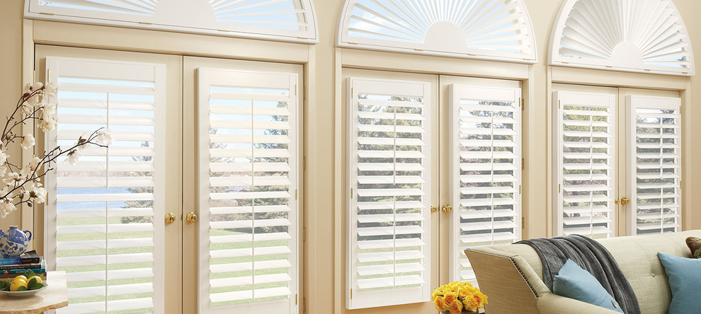 Hunter Douglas NewStyle Hybrid Shutters - Transitional - Living Room ...