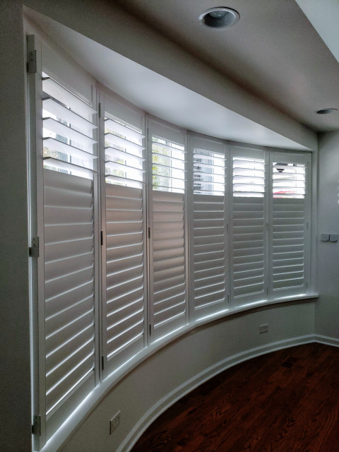 Hunter Douglas NewStyle Shutters Bow Window - Traditional - Living Room ...