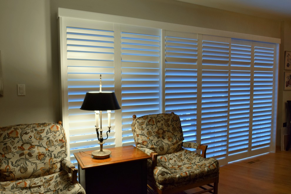 Hunter Douglas Palm Beach Shutters for Patio Door in Glenview, IL - Traditional - Living Room ...