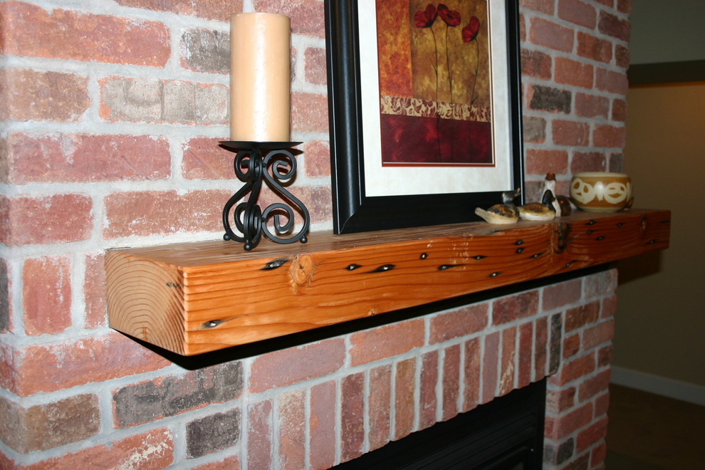 Installed reclaimed wood mantel - Rustic - Living Room - Salt Lake City ...