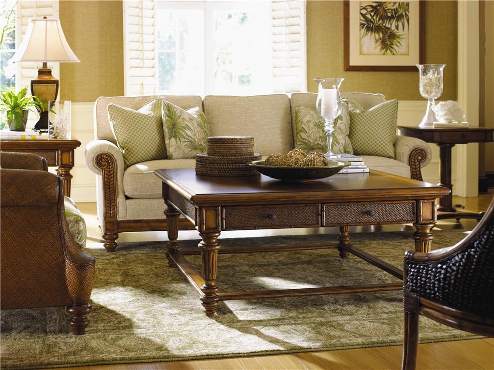 Island Estate Boca Cocktail Table With Woven Accents - Tropical ...